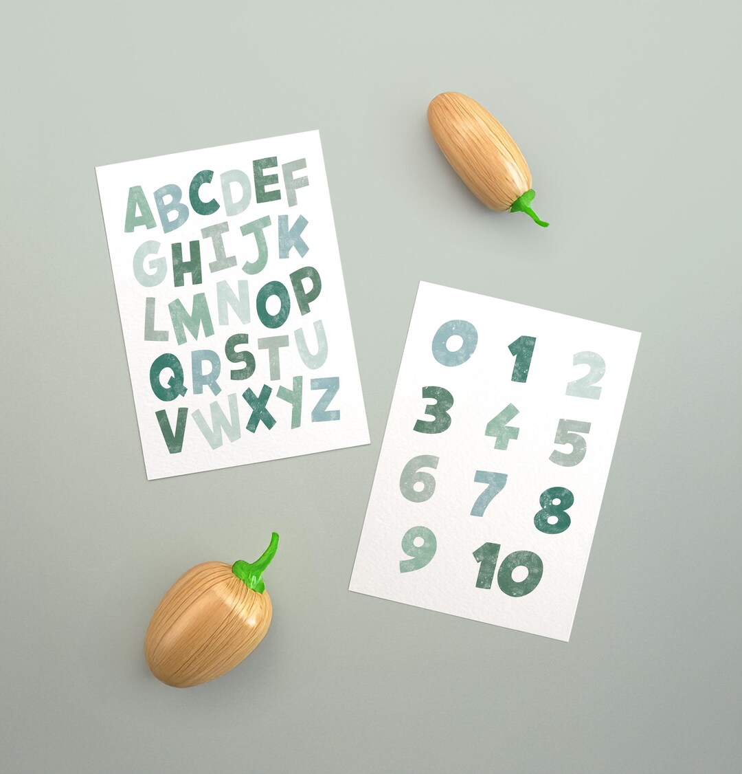 Set of 2 Alphabet and Number Cards, Fun Learning Tools for Kids ...