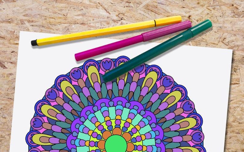 Mandala Coloring Page Printable Adult Coloring Sheet Flower Mandala ...