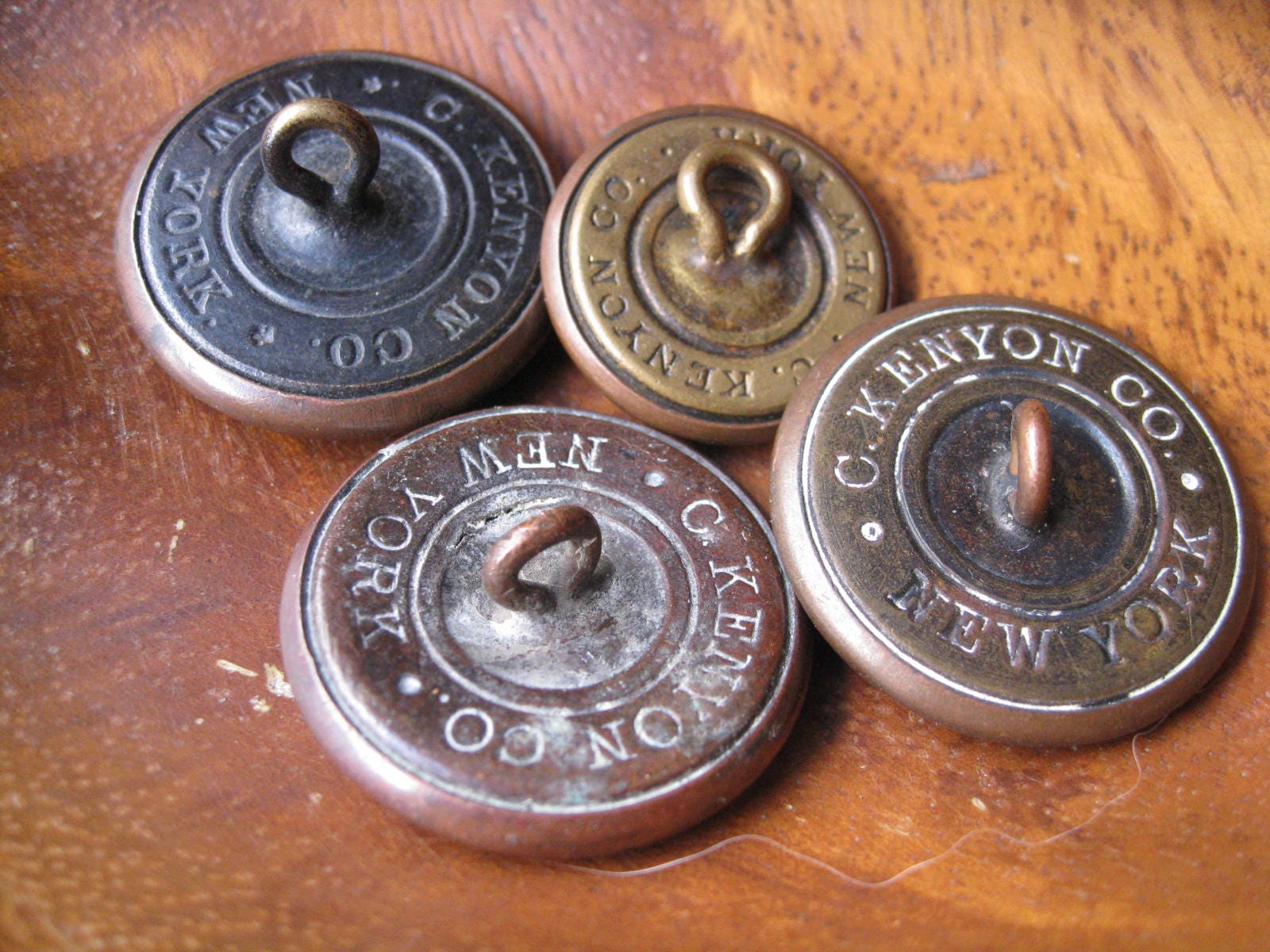 C Kenyon Bronze Army Buttons Lot Pre WW2 Lot of 4 Three Large One ...