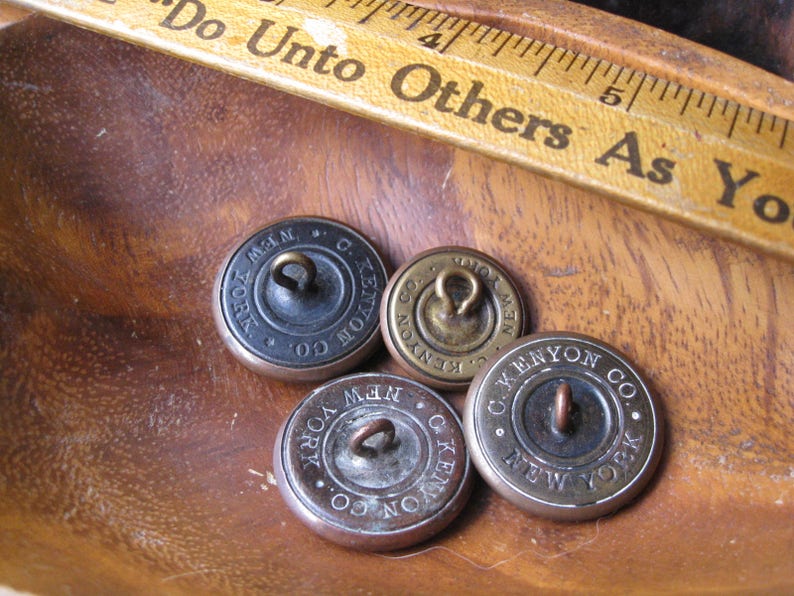 C Kenyon Bronze Army Buttons Lot Pre WW2 Lot of 4 Three Large One ...