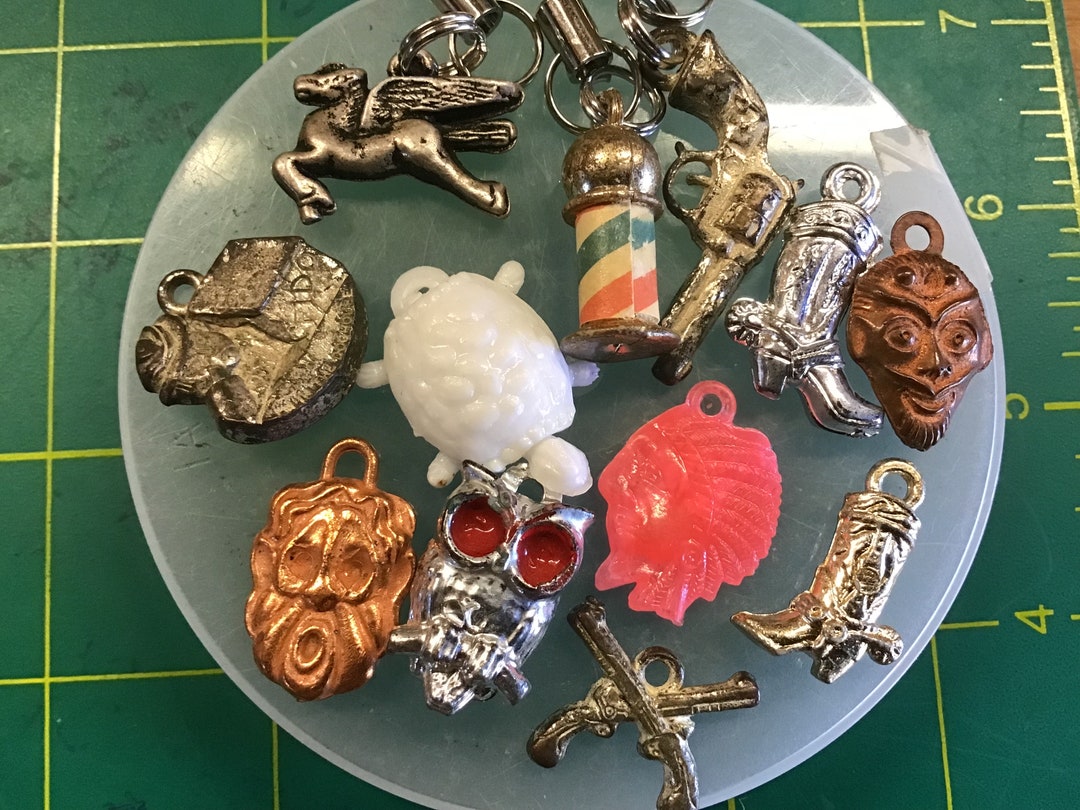 Vintage Cracker Jack Plastic Charms: Pegasus, Barber Shop, Cowboy Boots ...