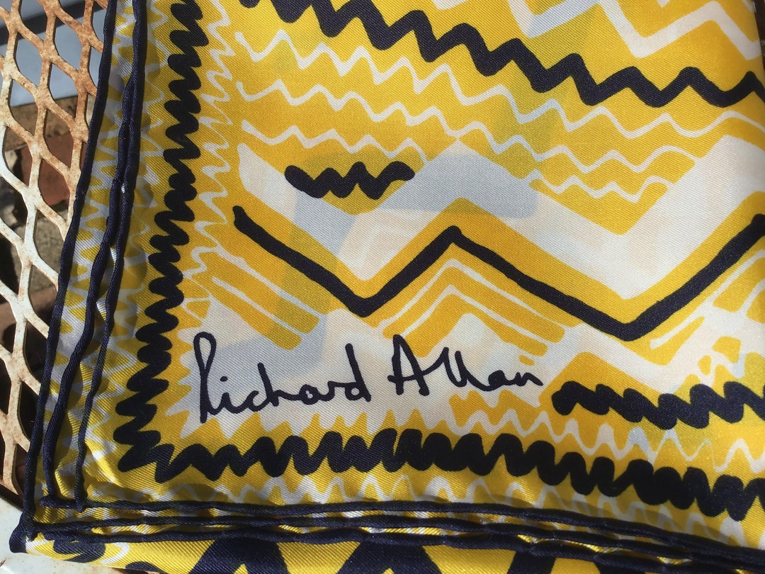 Richard Allan Vintage Silk Scarf in Great Shape Tight Rolled Hem Signed ...