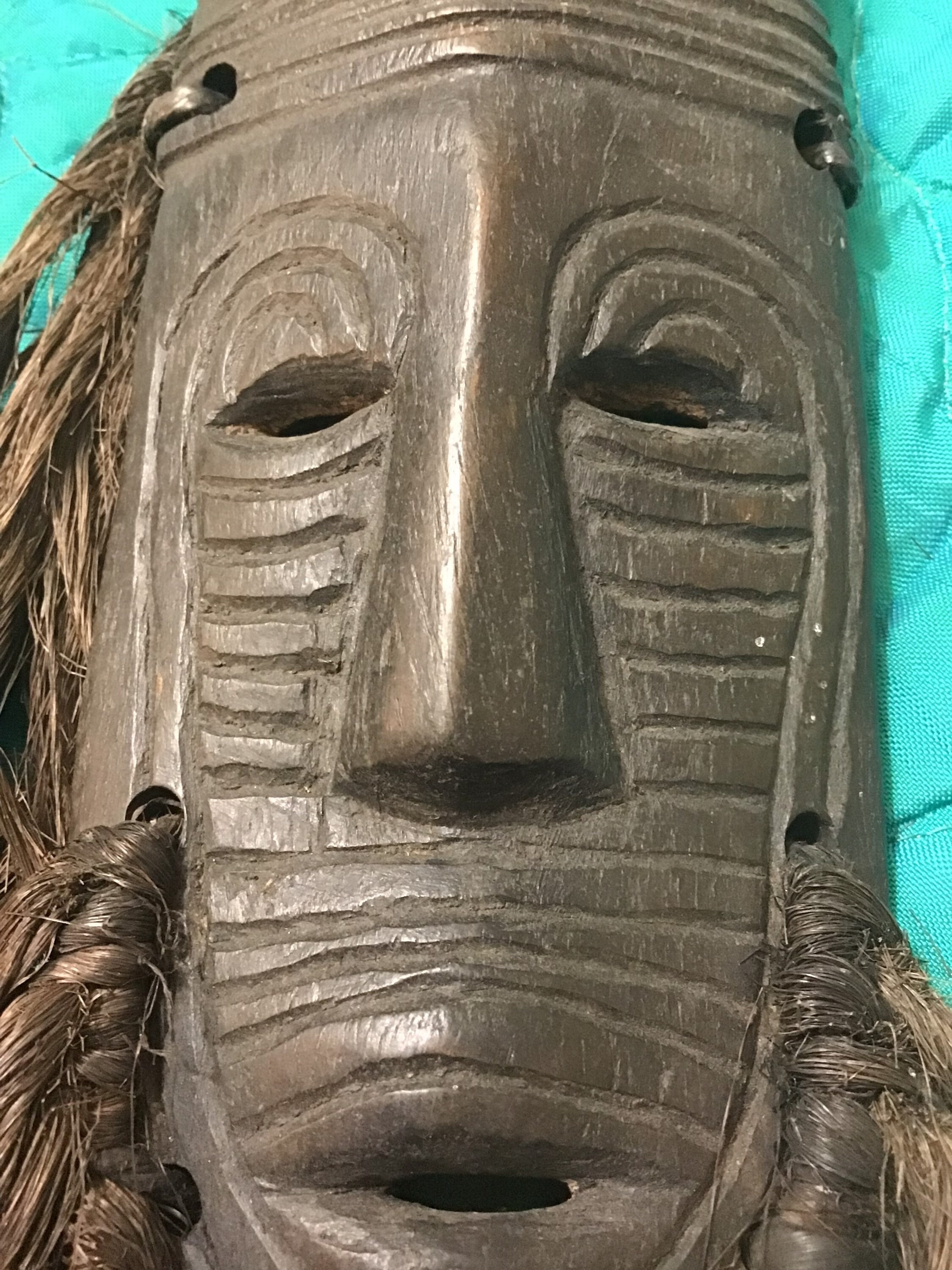 Vintage African Tribal Mask With Hair, Small Carved Face - Etsy