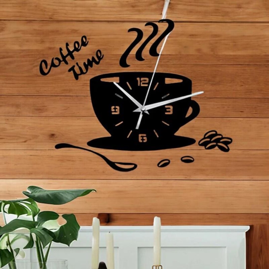 Floral Coffee Time Clock Sublimation Design Roses Clock Face DIY Wall Decor Digital Download ...