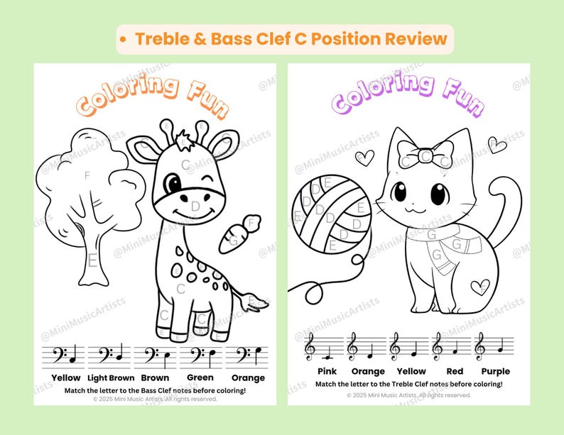 Music Theory Coloring Worksheets: Beginner Piano Lessons (PDF Download ...