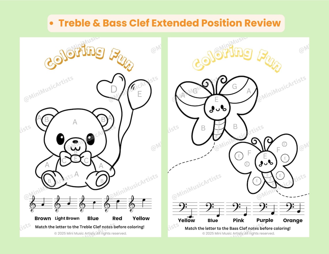 Music Theory Coloring Worksheets: Beginner Piano Lessons (PDF Download ...