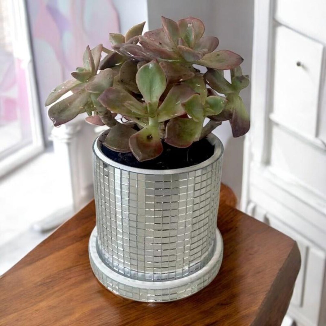 Disco Ball Planter Pot Mirror Disco Ball Vase Ceramic Planter With ...