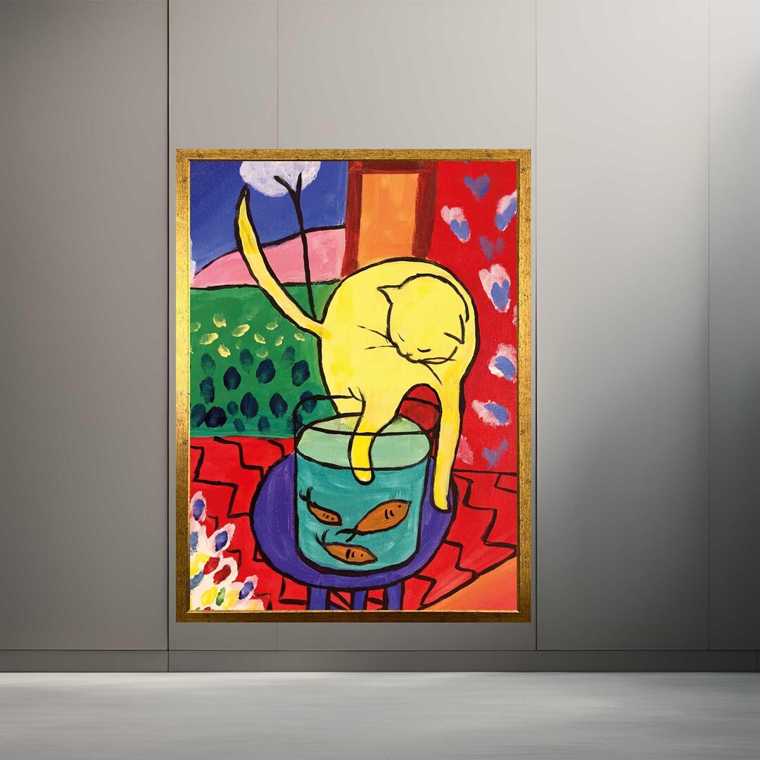Henri Matisse Cat With Red Fish Frame Canvas Wall Art Print - Etsy