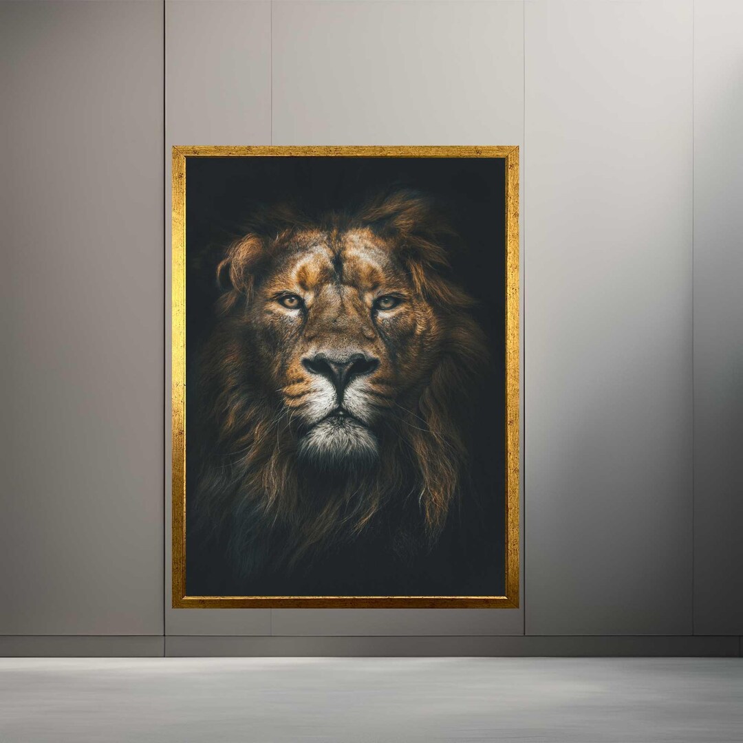 African Lion Animal Leon Modern Frame Canvas Wall Art Print - Etsy