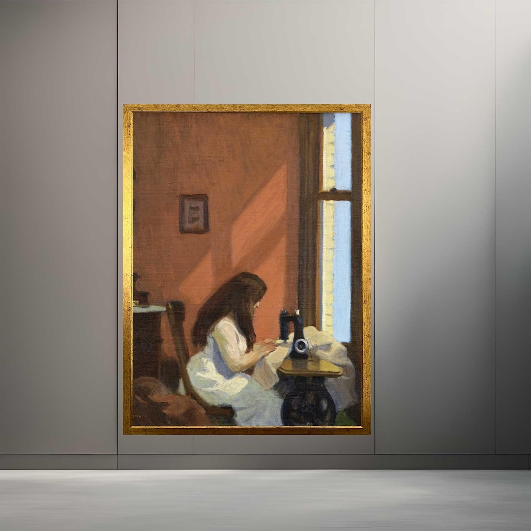 Edward Hopper Girl at Sewing Machine Modern Frame Canvas Wall Art Print ...