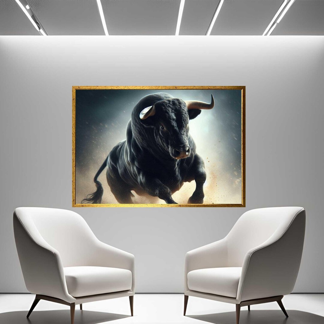 Bull Angry Bull Animal Modern Frame Canvas Wall Art Print - Etsy