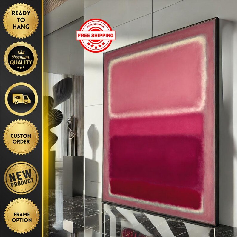 Mark Rothko Inspired Red and Pink Canvas Bold Color Field Painting for ...