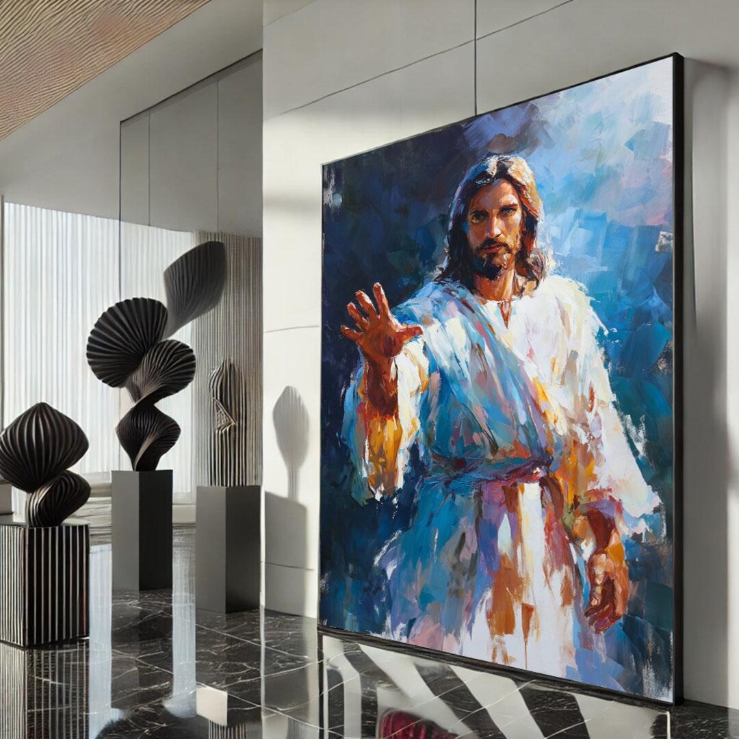 Radiant Jesus Hand Reaching Canvas Wall Art Print Spiritual Living Room ...