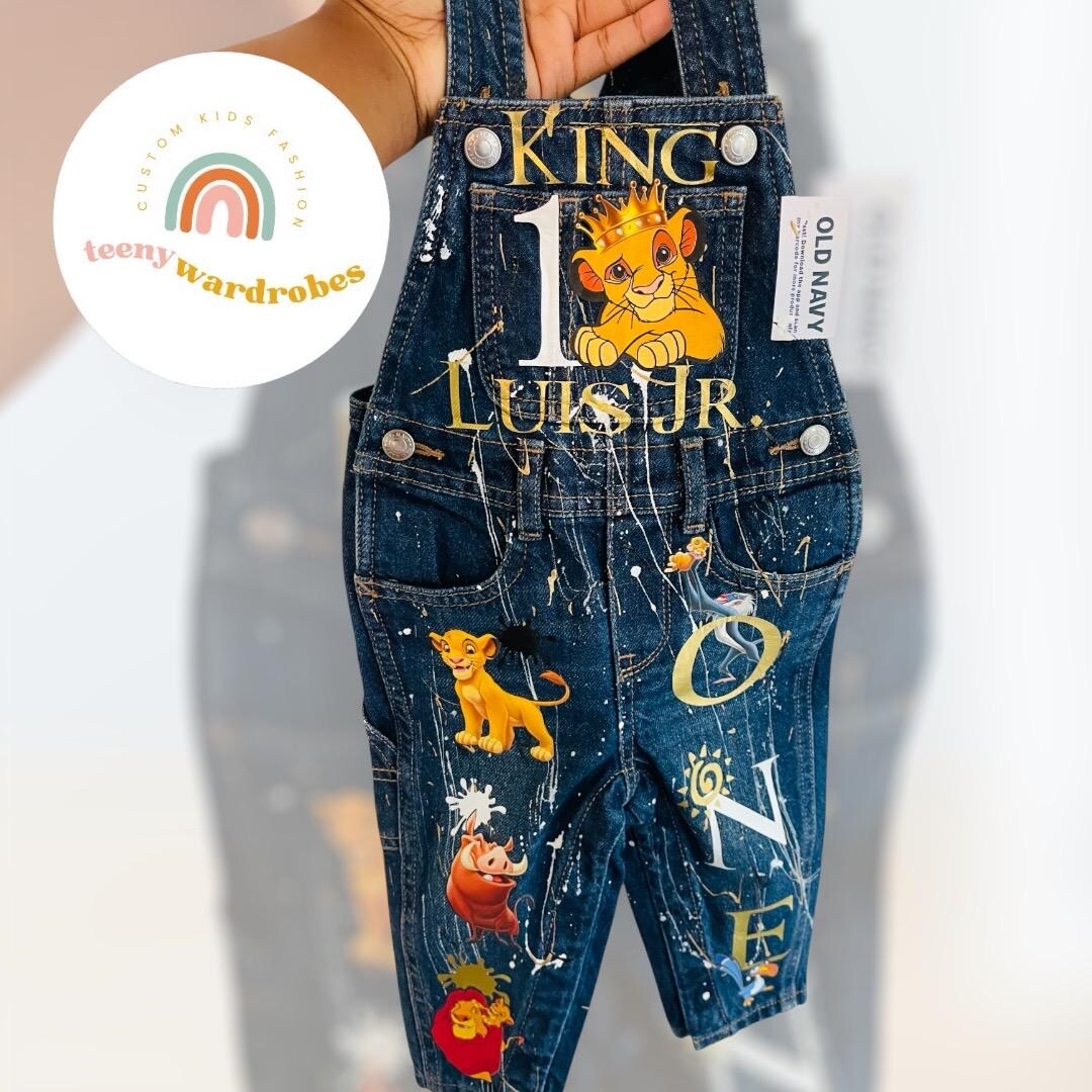 Kids Custom Lion Theme Birthday Outfit, Custom Overalls, Personalized ...