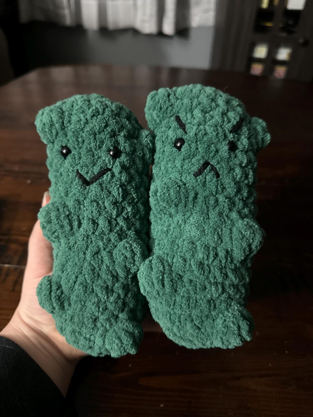 Handmadedark Green Crochet Plush Amigurumi Stress Pickle Angry Pickle ...