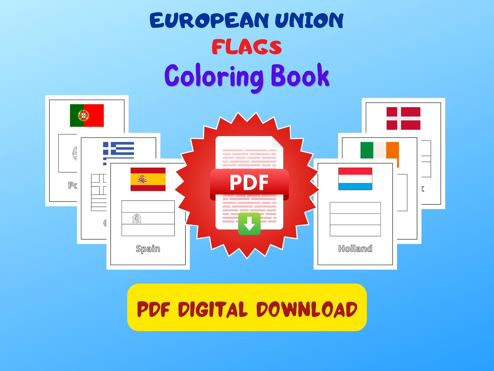 43 European National Flags Coloring Pages/coloring Pages/ Coloring ...