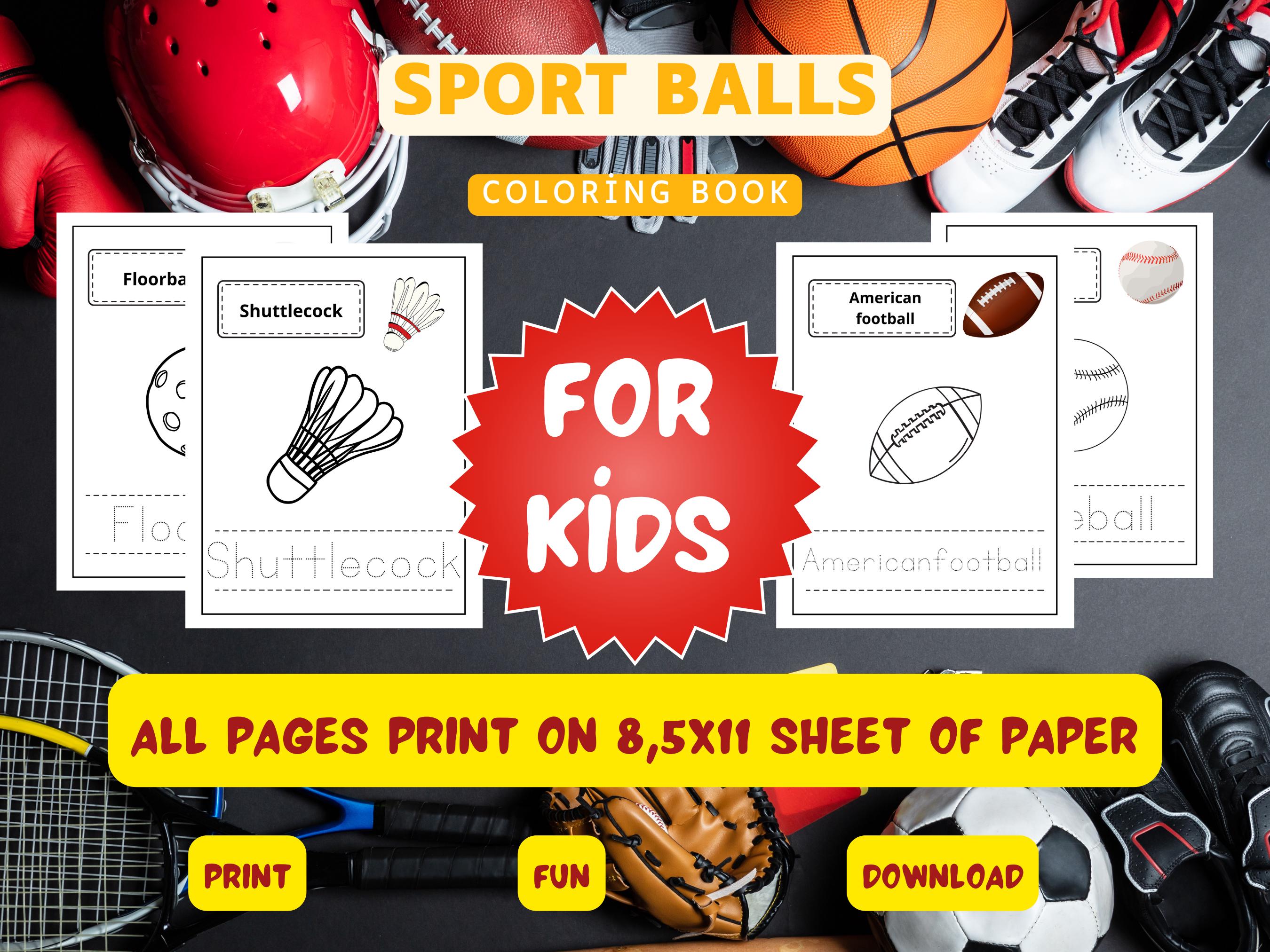 15 Sport Balls Coloring Pages/ Printable Coloring Pages for Kids ...