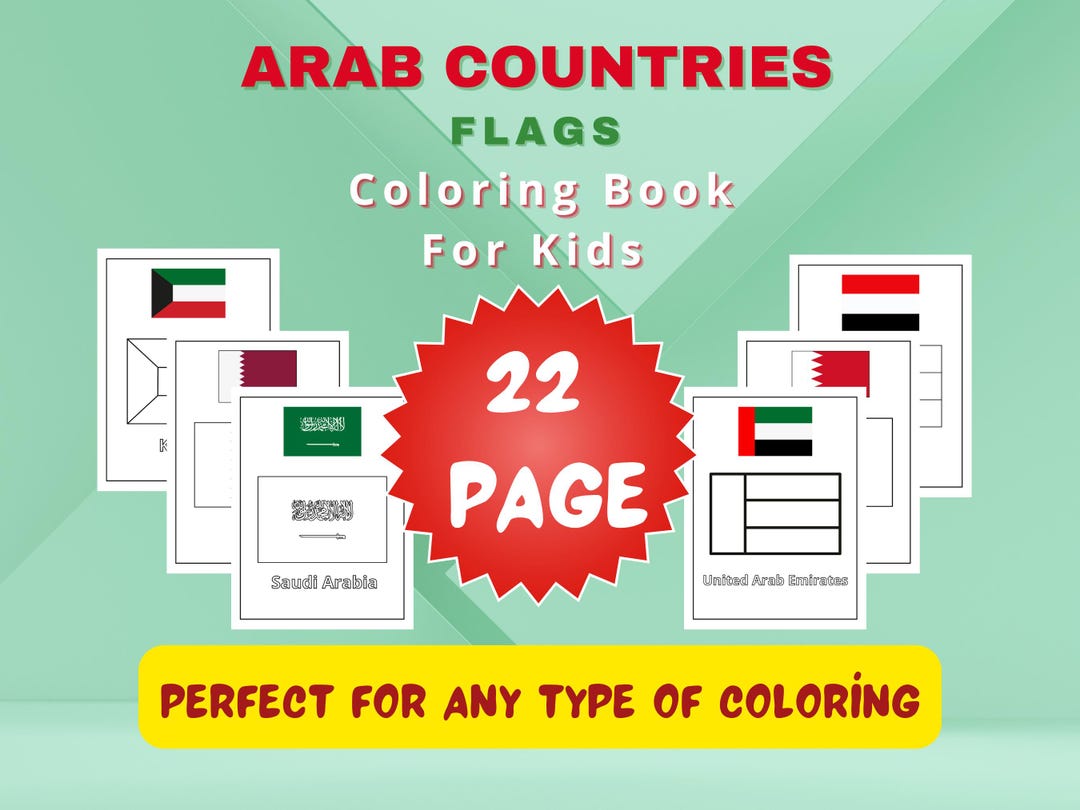 Arab Countries Flags Coloring Pages: Educational Kids Activity ...