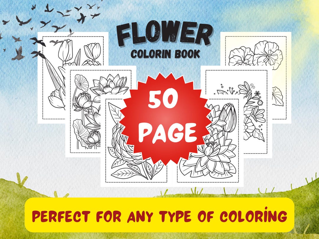 50 Flower Coloring Pages for Children & Adults | Flower Coloring Pages ...