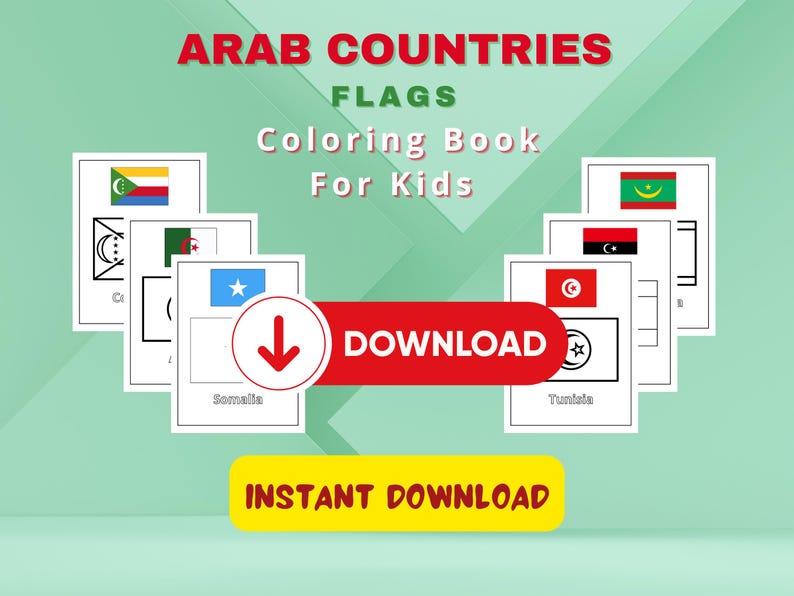 Arab Countries Flags Coloring Pages: Educational Kids Activity ...