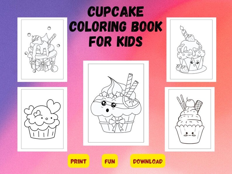 Cupcake Coloring Book 20 Coloring Pages for Kids Cupcake Coloring ...