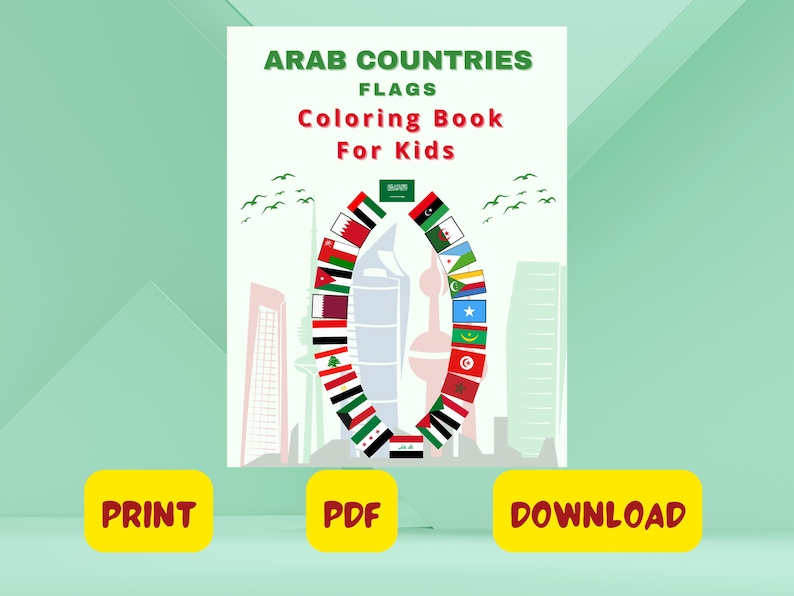 Arab Countries Flags Coloring Pages: Educational Kids Activity ...