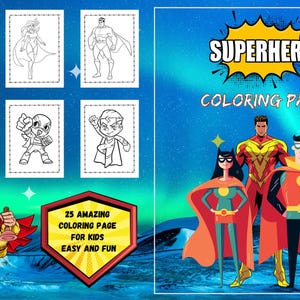 25 Superhero Coloring Pages for Kids: Party Activity (PDF) - Etsy