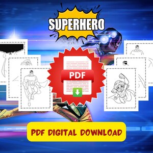 25 Superhero Coloring Pages for Kids: Party Activity (PDF) - Etsy