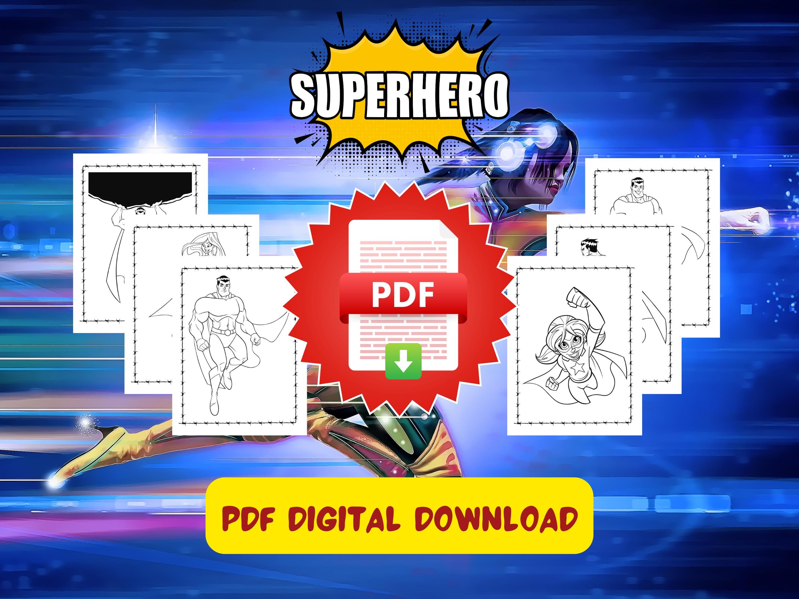 25 Superhero Coloring Pages for Kids: Party Activity (PDF) - Etsy