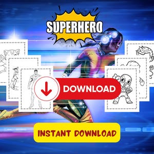 25 Superhero Coloring Pages for Kids: Party Activity (PDF) - Etsy