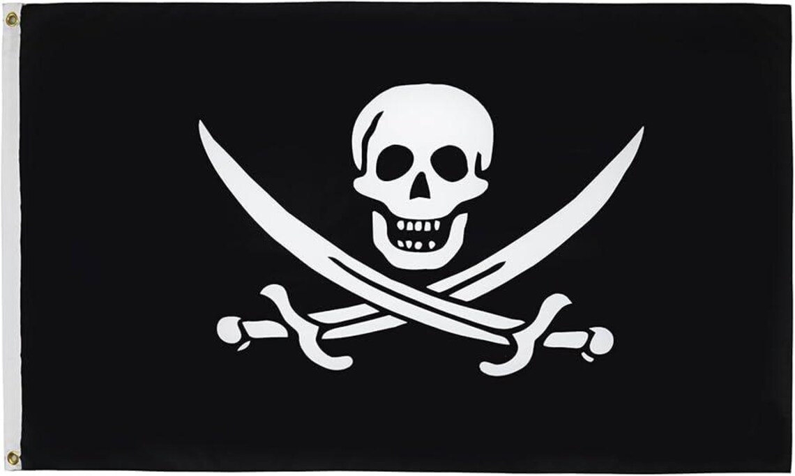 Pirate Flag Double Broken Skull Jack Rackham Jolly Roger Banner - Etsy