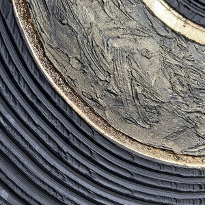 Textured Canvas Painting on 24x18 Modern Black and Gold Circle Half ...