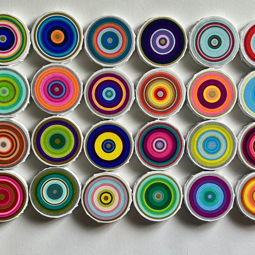 Modern Abstract Circle Canvas Art Multicolored Eclectic Design ...