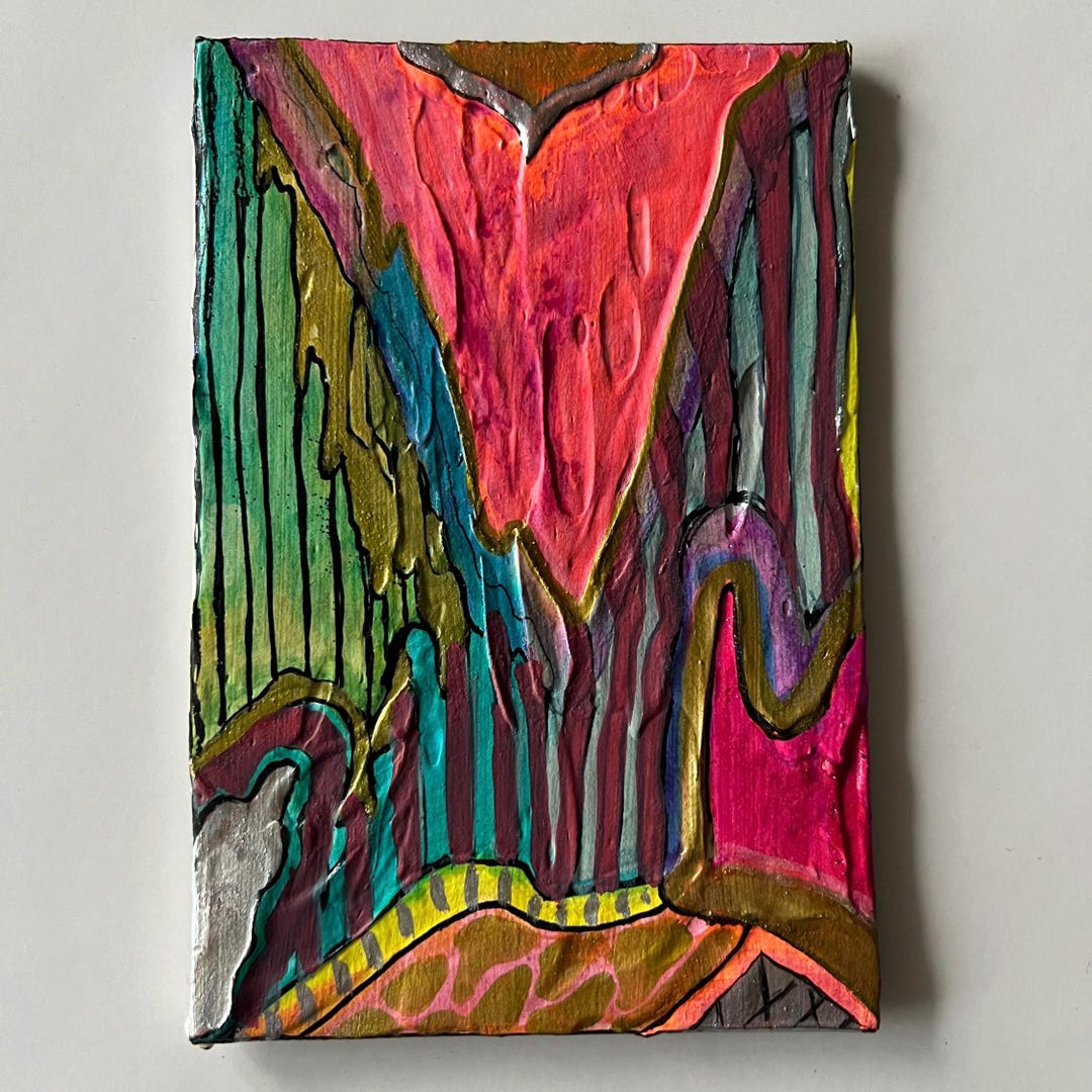 Original Abstract Colorful Textured Small 6x4 Inch Canvas Panel Board ...