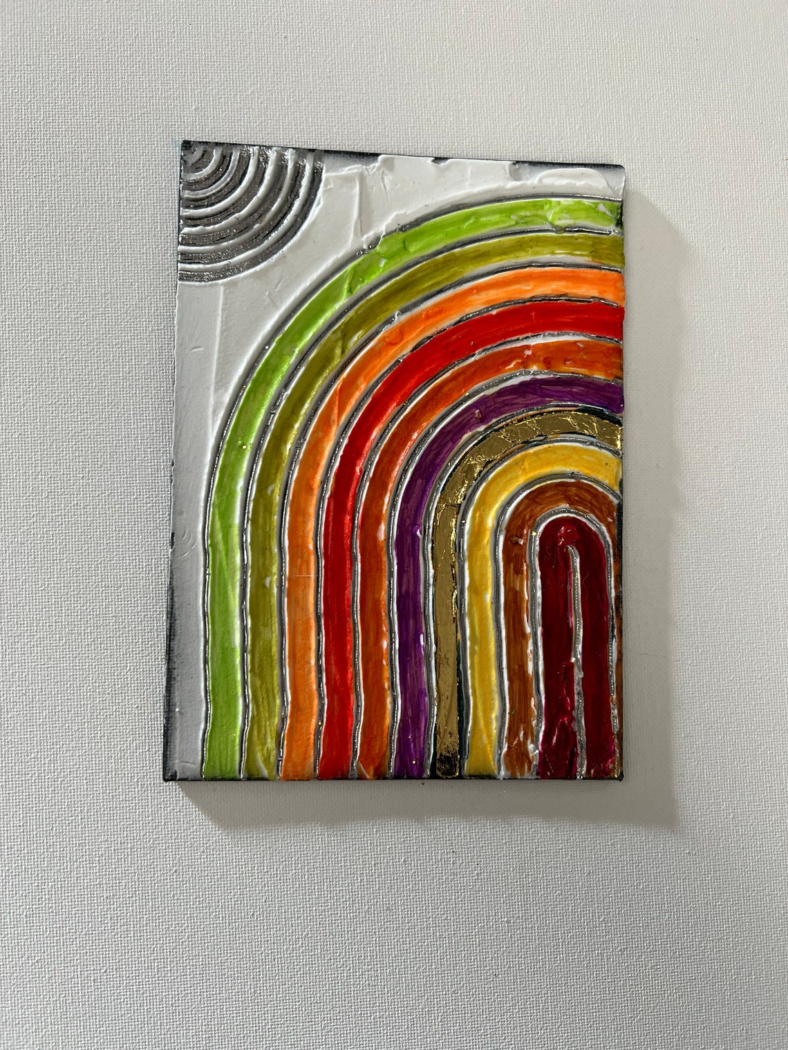 Rainbow Plaster Textured Multicolor Painting on Canvas Panel - Etsy