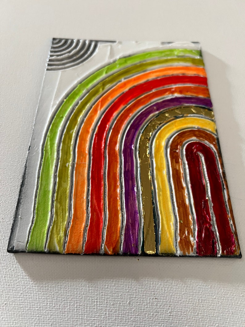 Rainbow Plaster Textured Multicolor Painting on Canvas Panel - Etsy
