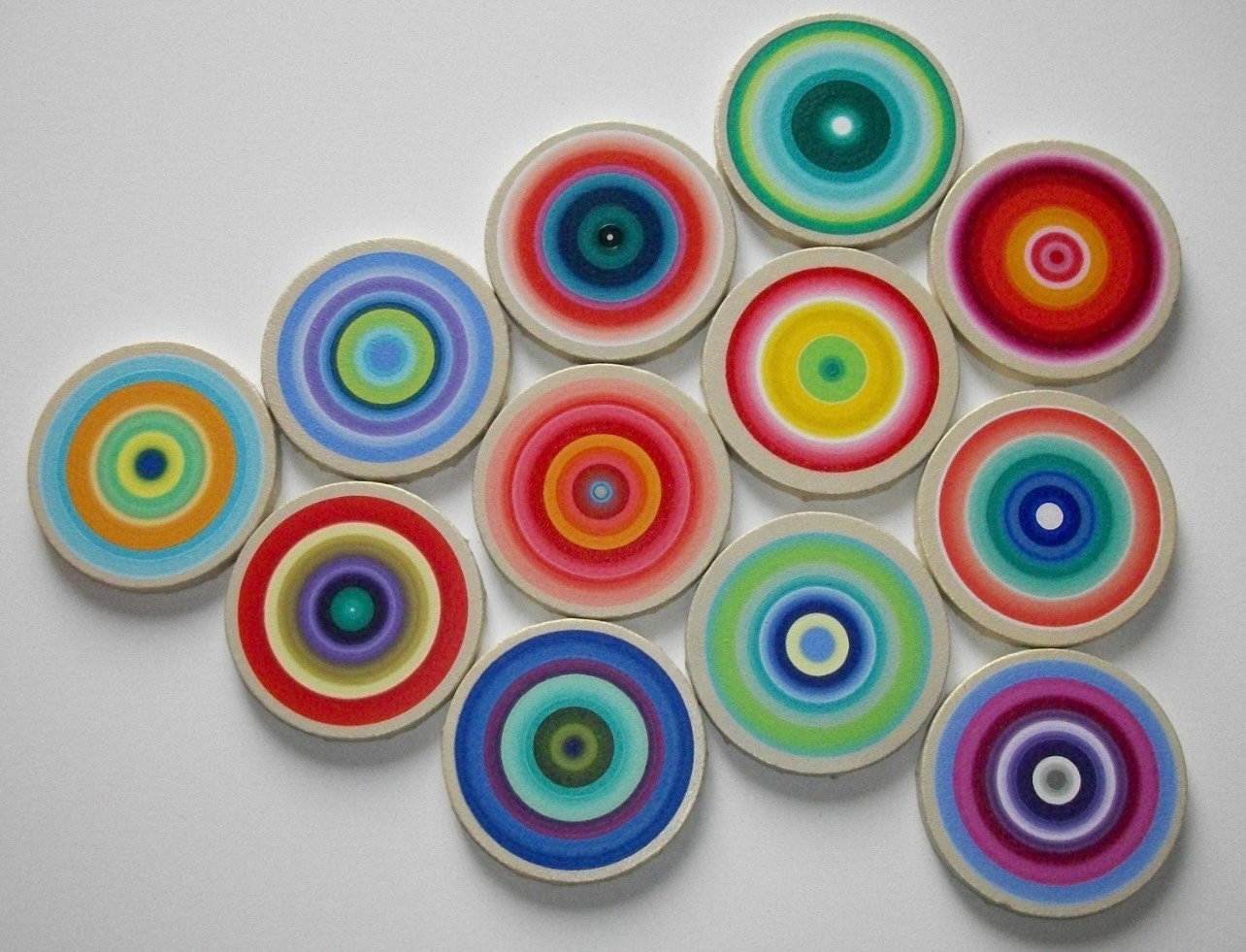 Modern Abstract Circle Canvas Art Multicolored Eclectic Design ...