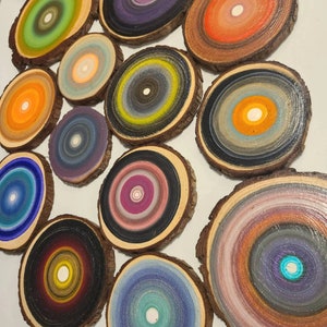 Tree Slices, Wood Rounds, Wall Sculpture, XL Customize Colors, Qty ...