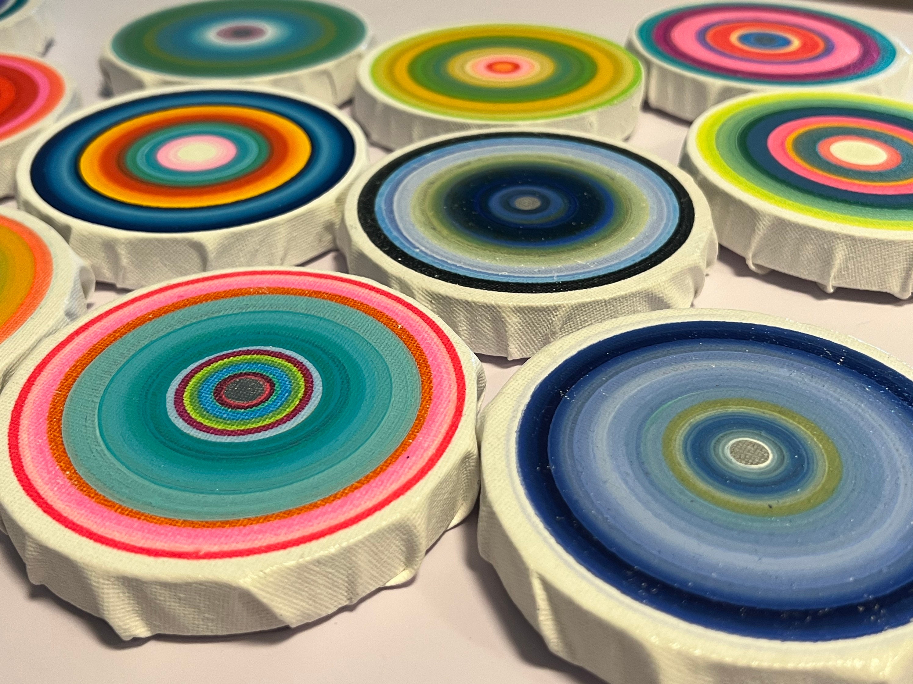 Modern Abstract Circle Canvas Art Multicolored Eclectic Design ...