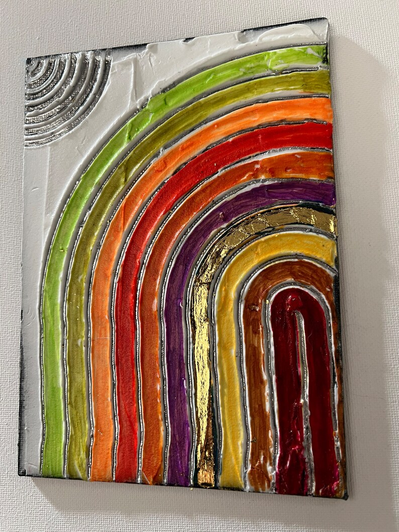 Rainbow Plaster Textured Multicolor Painting on Canvas Panel - Etsy