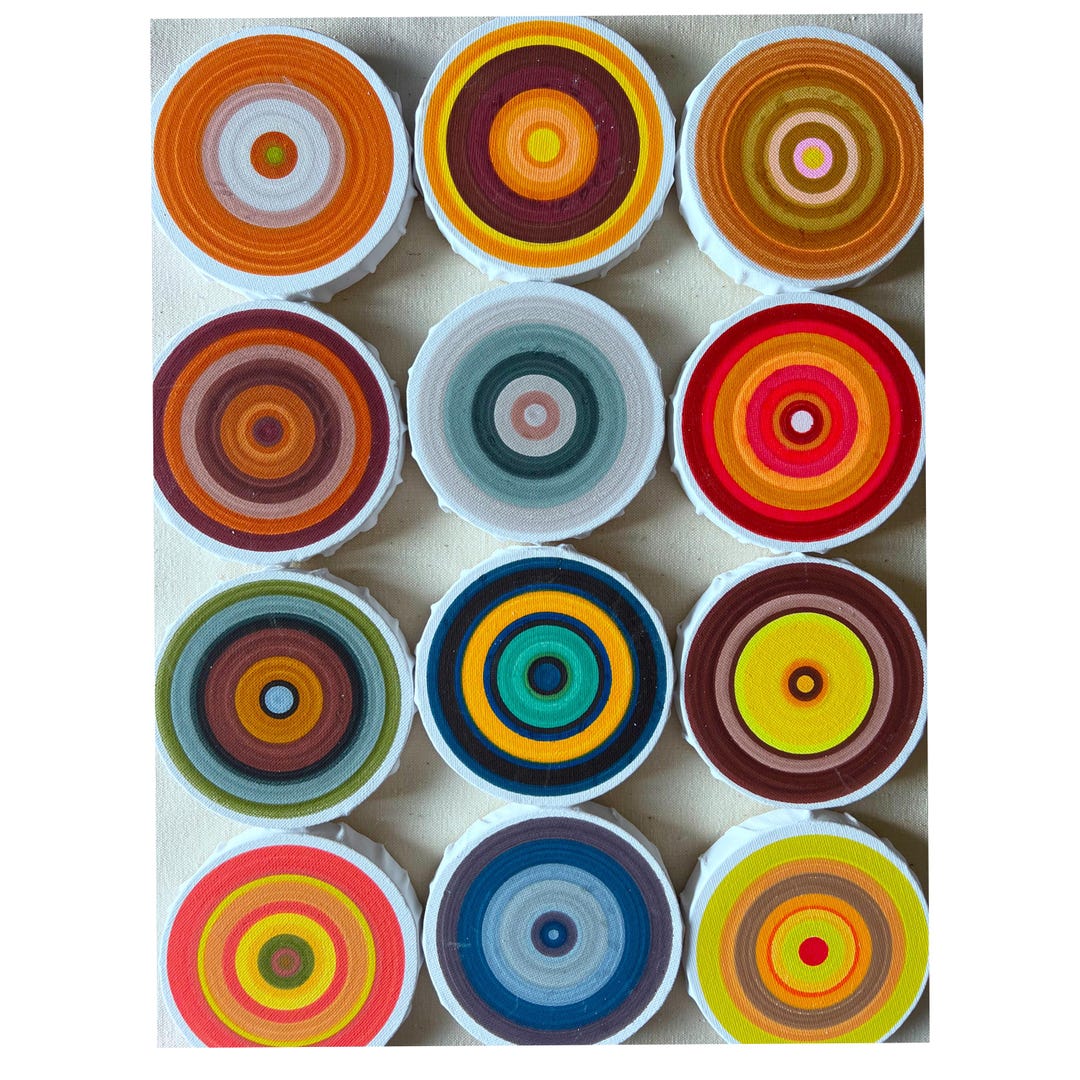 Abstract Circle Paintings, Multicolored Happy Dopamine Art Design ...