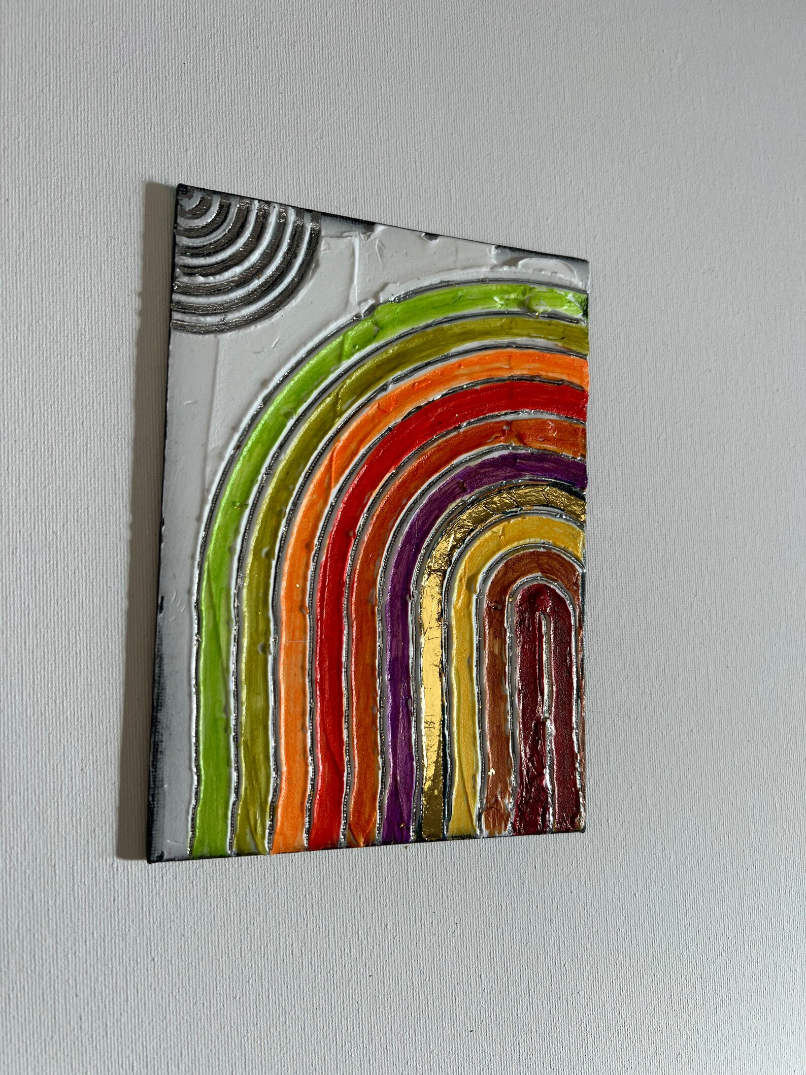 Rainbow Plaster Textured Multicolor Painting on Canvas Panel - Etsy