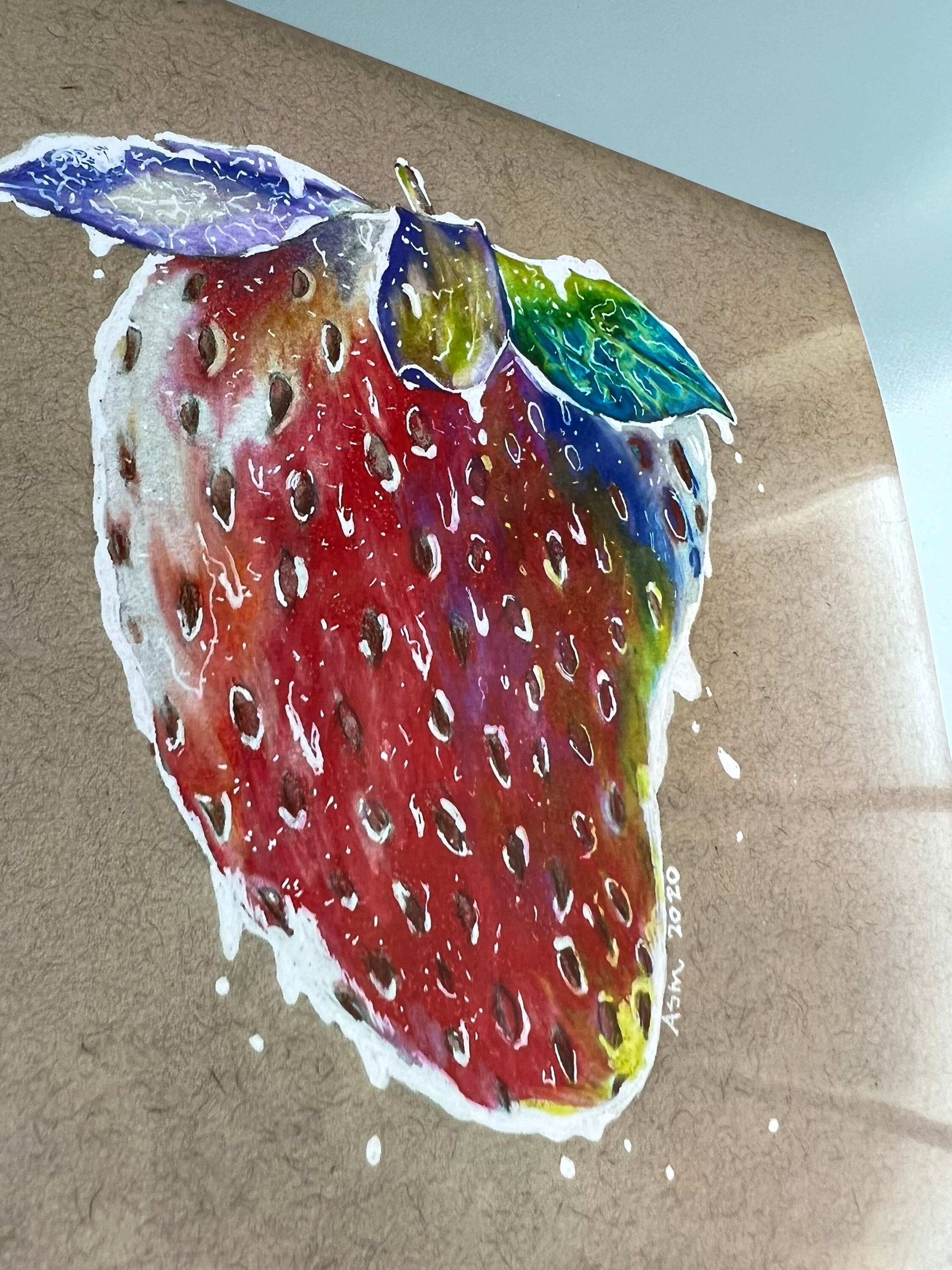 Strawberry Colored Pencil Drawing Print, Kitchen Food Art (8x8) - Etsy