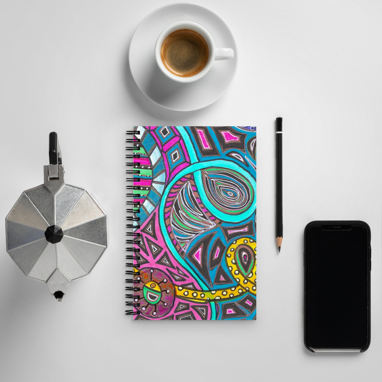Spiral Notebook, Original Artwork, Modern Art Notebook, Original Design ...