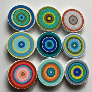 Abstract Canvas 9 Circle Paintings, Multicolored Eclectic Design ...