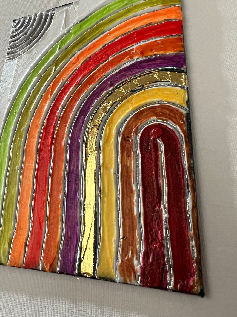 Rainbow Plaster Textured Multicolor Painting on Canvas Panel - Etsy
