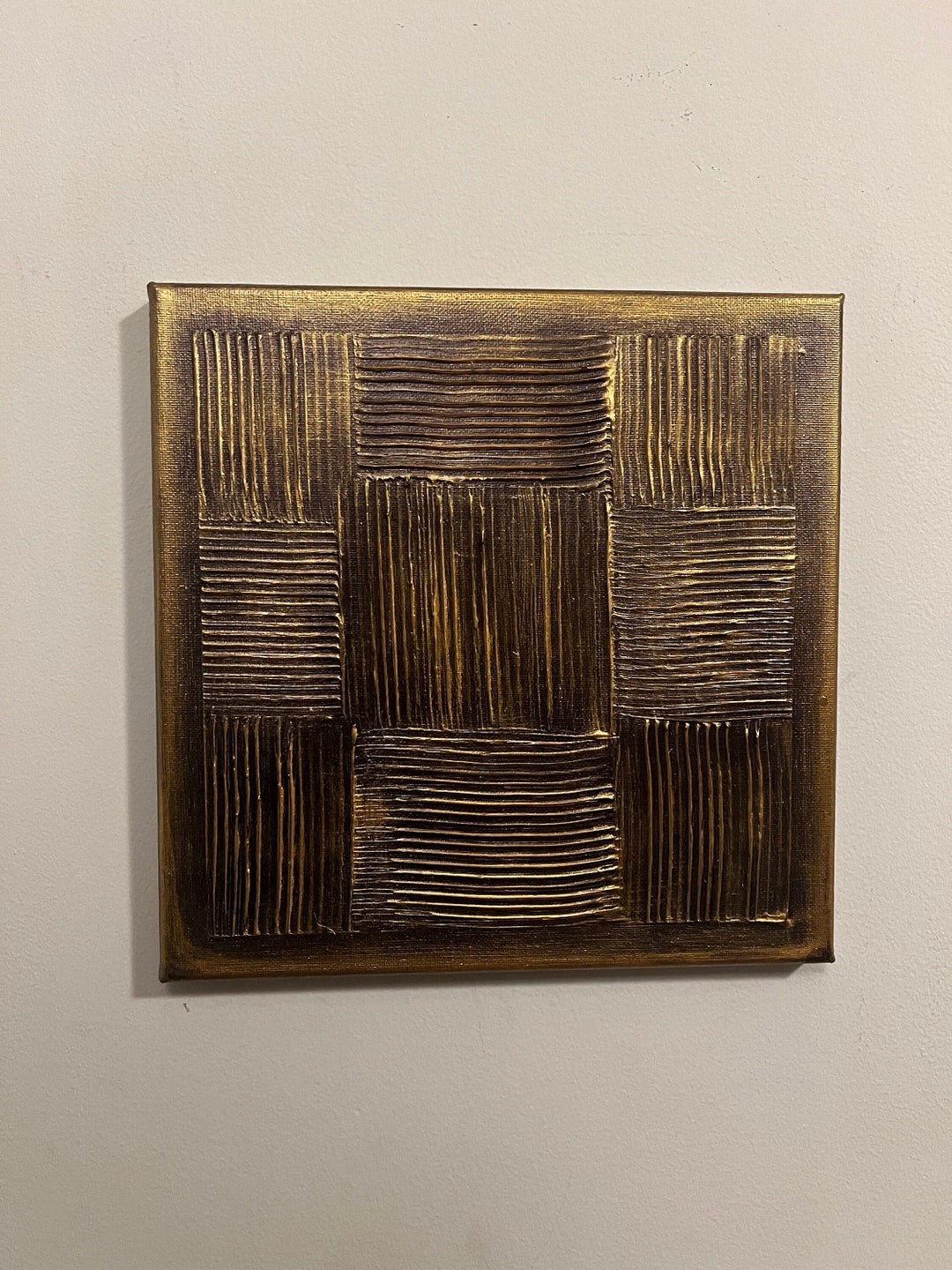 Copper and Gold Square Textured Canvas Art, Modern Gallery Wall Art 8x8 ...