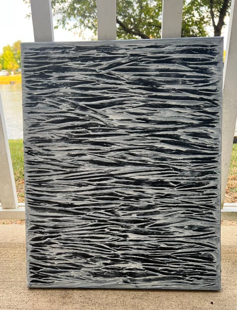 Schwarz und weiß strukturierte Wandkunst, Gips Leinwand Gemälde ...