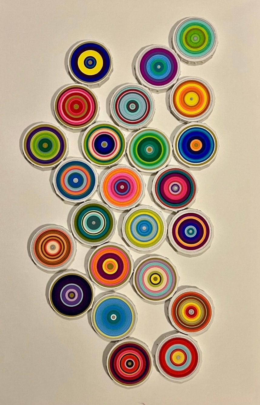 Modern Abstract Circle Canvas Art Multicolored Eclectic Design ...