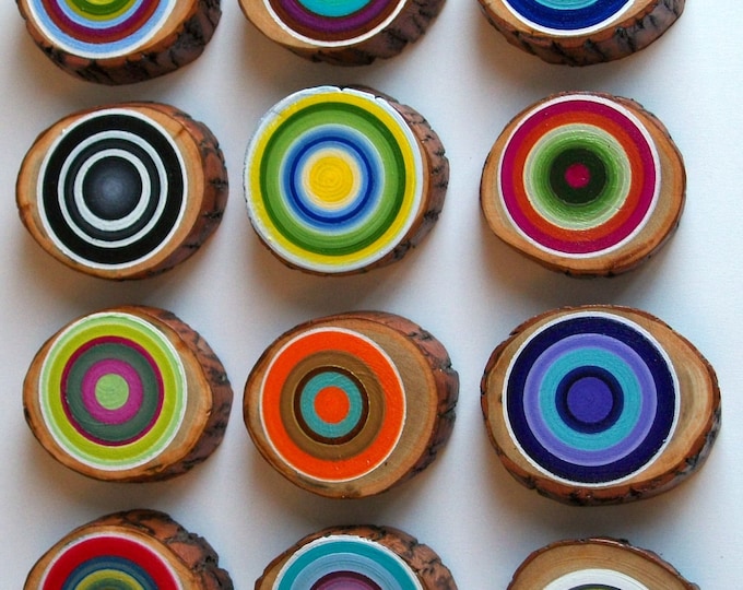 Tree Ring Set of 12 Customize Your Colors Rustic Wood Vibrant ...